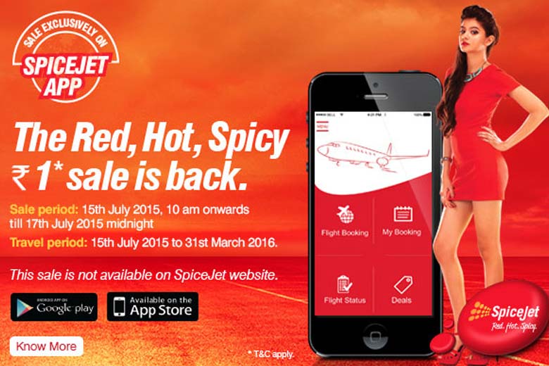 SpiceJet offer July 2015: Over 1,00,000 tickets priced at Re 1 ...