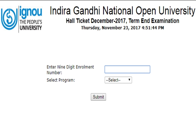 IGNOU hall ticket Dec 2017: Admit card released at ignou.ac.in ...