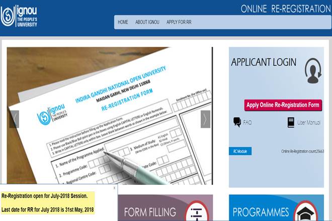 IGNOU re-registration July 2018: Important announcement – Check details ...