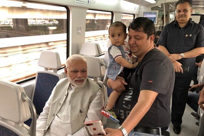 When PM Narendra Modi took a ride on Delhi Metro Airport Express line ...