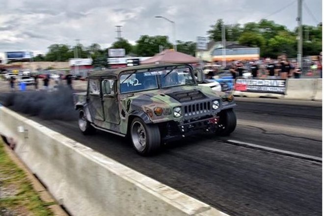 Hummer for race track! 2,033 Nm of torque and a lot more on this tyre ...