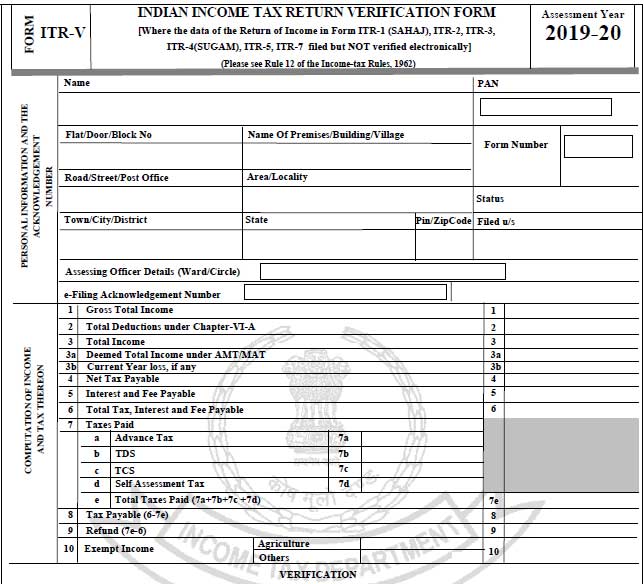With figures of income, deductions, taxes removed, ITR-V can no longer ...