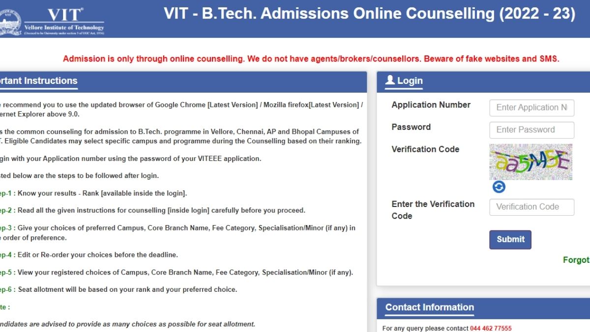 VITEEE Result 2022 (OUT) on vitee.vit.ac.in, Counselling for selected ...