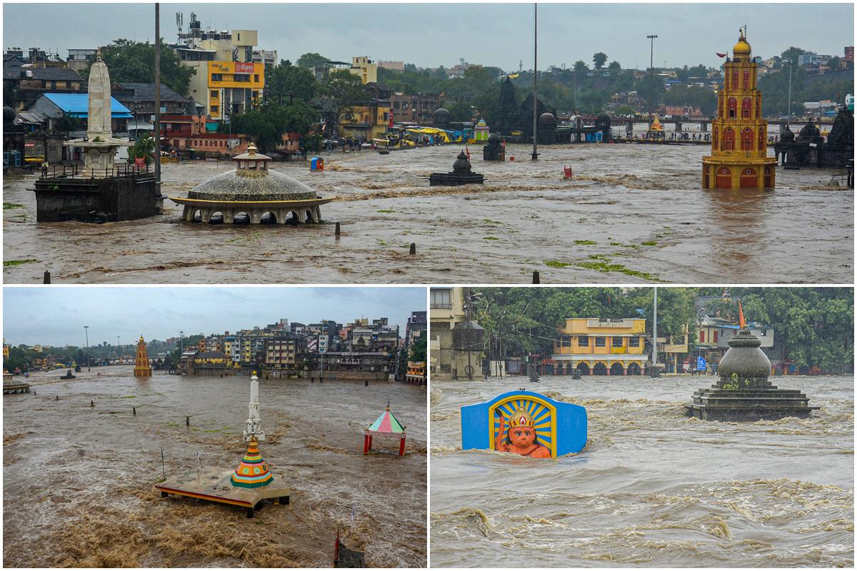In Pictures | Temples submerge in Maharashtra’s Nashik as Godavari ...