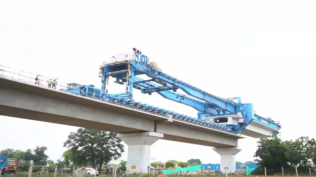 Process of full span girder erection of MAHSR Project being done in ...