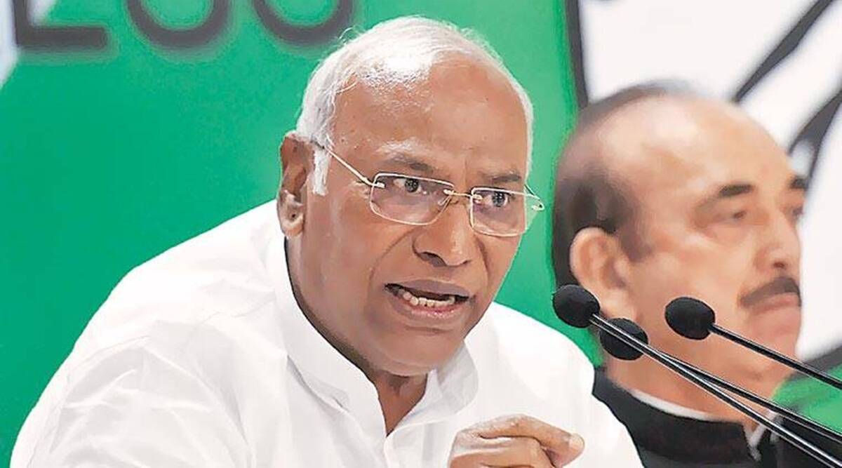 Congress president Mallikarjun Kharge meets party workers for the first time after taking charge ...