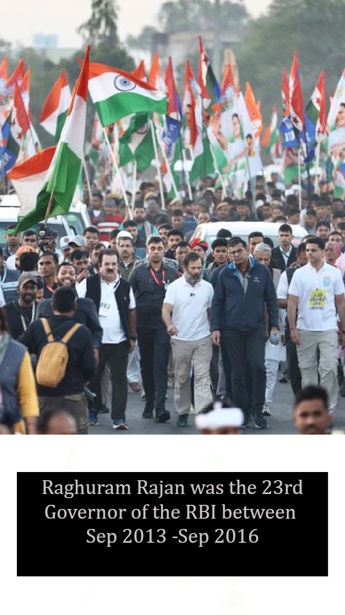Former RBI Governor Raghuram Rajan joins Rahul Gandhi during Bharat Jodo Yatra in Rajasthan ...