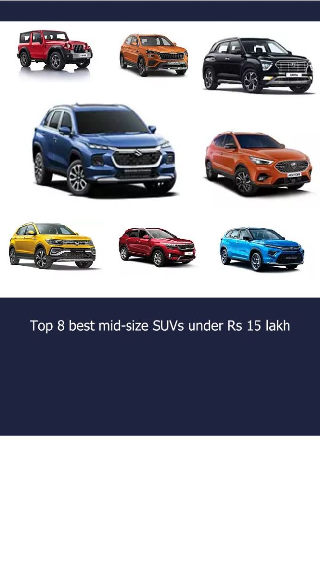 Top 8 best mid-size SUVs under Rs 15 lakh
