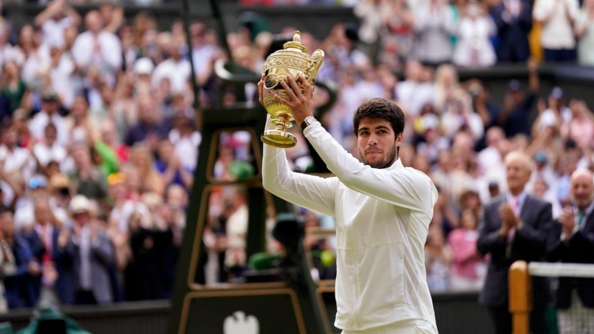 Carlos Alcaraz beats Novak Djokovic in five sets to win Wimbledon for his second major trophy ...