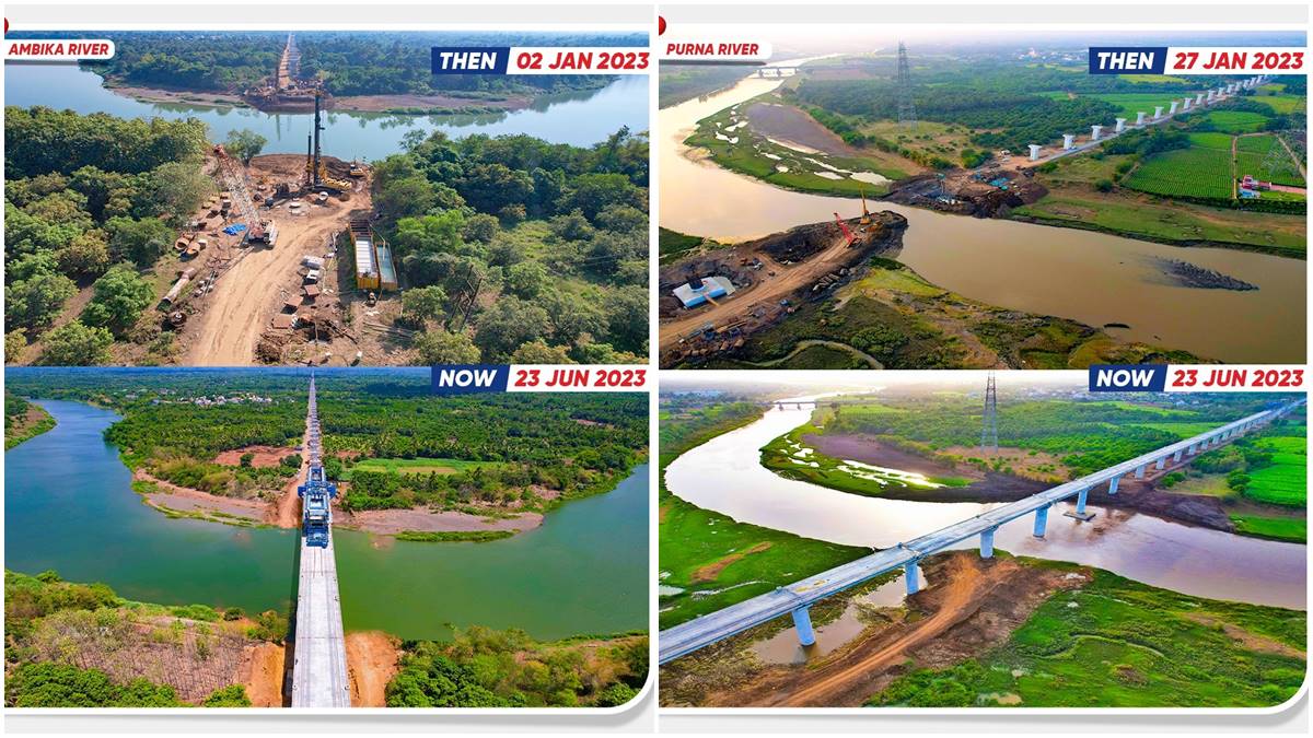Mega boost for Bullet Train project! Three river bridges built in one month in Navsari, Indian ...