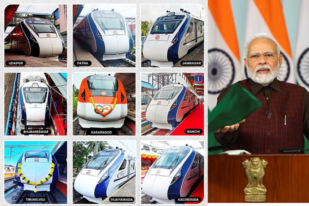 In Pics: PM Modi flags off nine Vande Bharat Express trains, says focus on ‘ease of travel ...