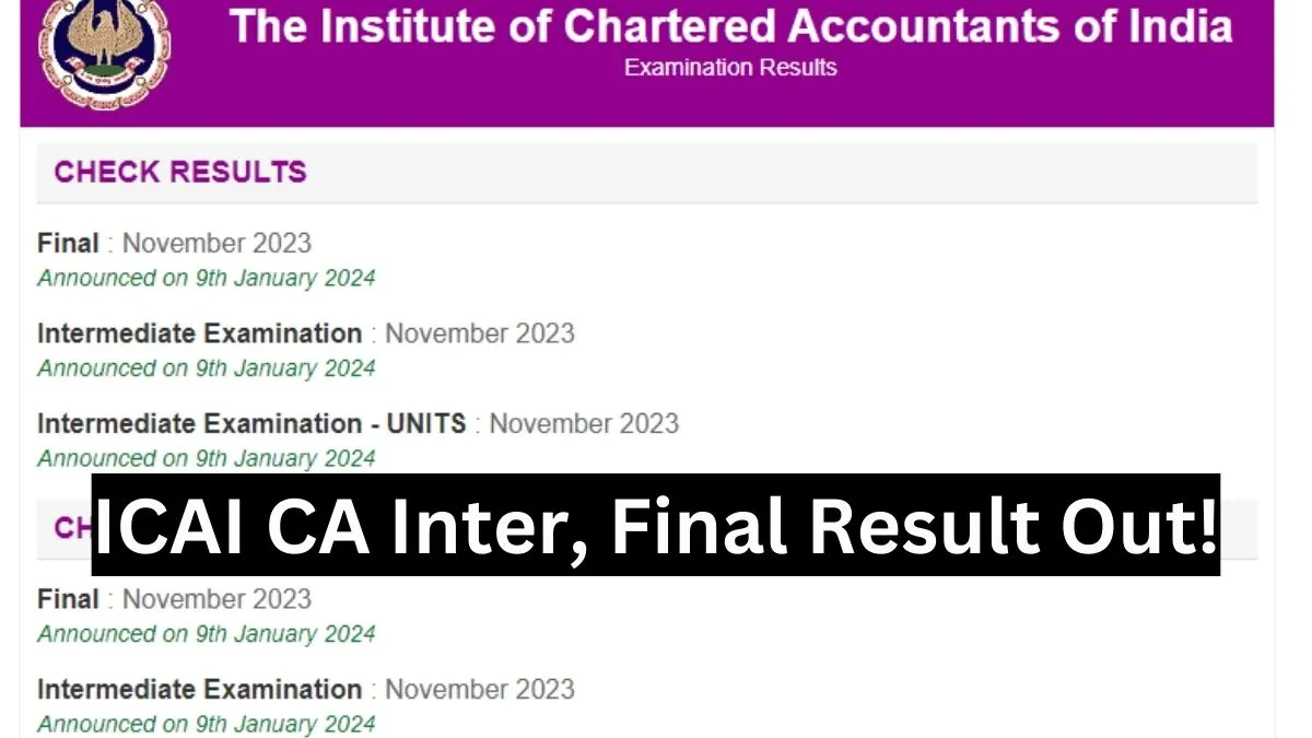 ICAI CA Inter, Final November 2023 Result Live Updates: Full toppers ...