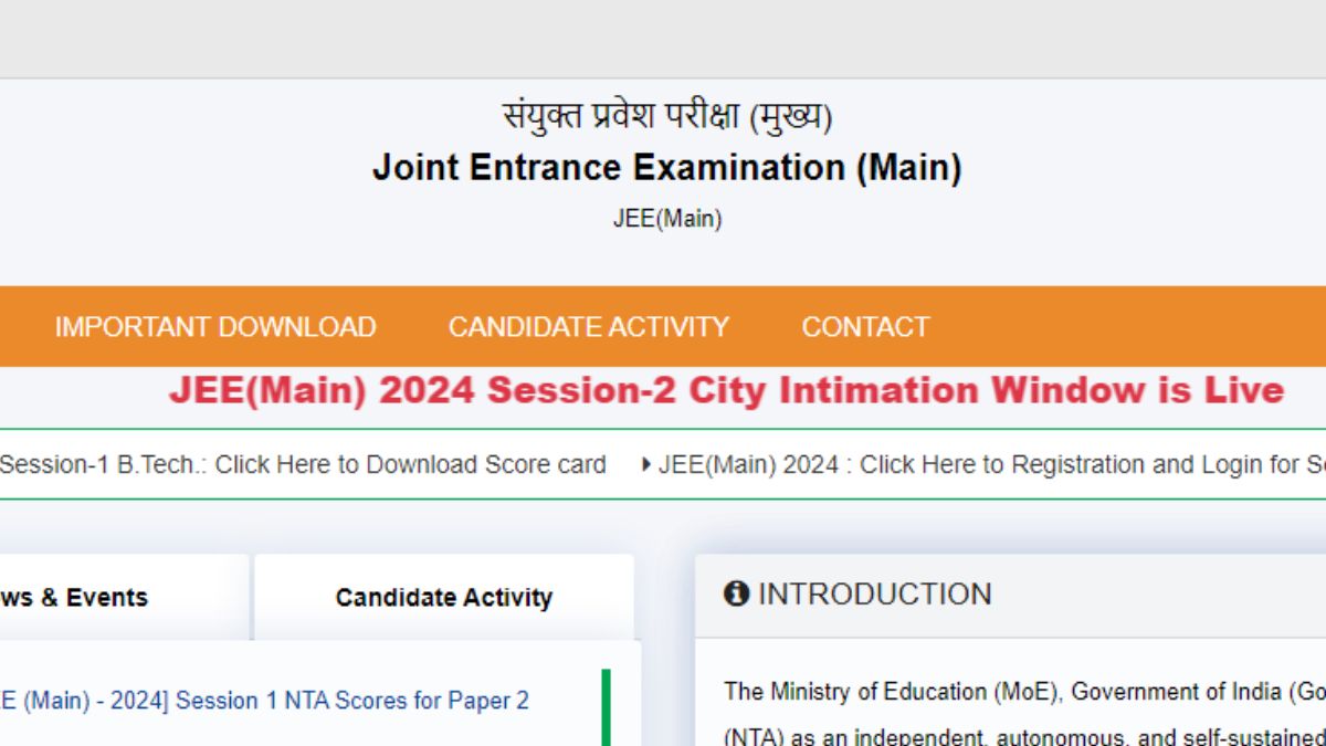 JEE Main Session 2 2024: City intimation slip released! Download at jeemain.nta.ac.in ...