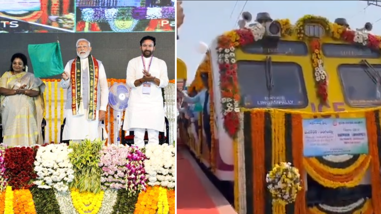 Modi launches mega rail project in Telangana! Sanathnagar - Moula Ali ...