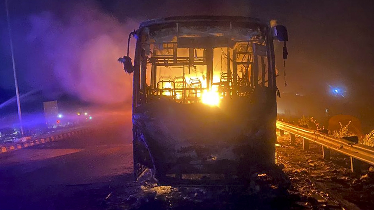 Haryana: 9 relatives charred to death after moving bus catches fire in ...