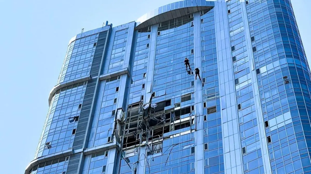 Watch: Ukrainian drone crashes into 38-storey residential building in ...