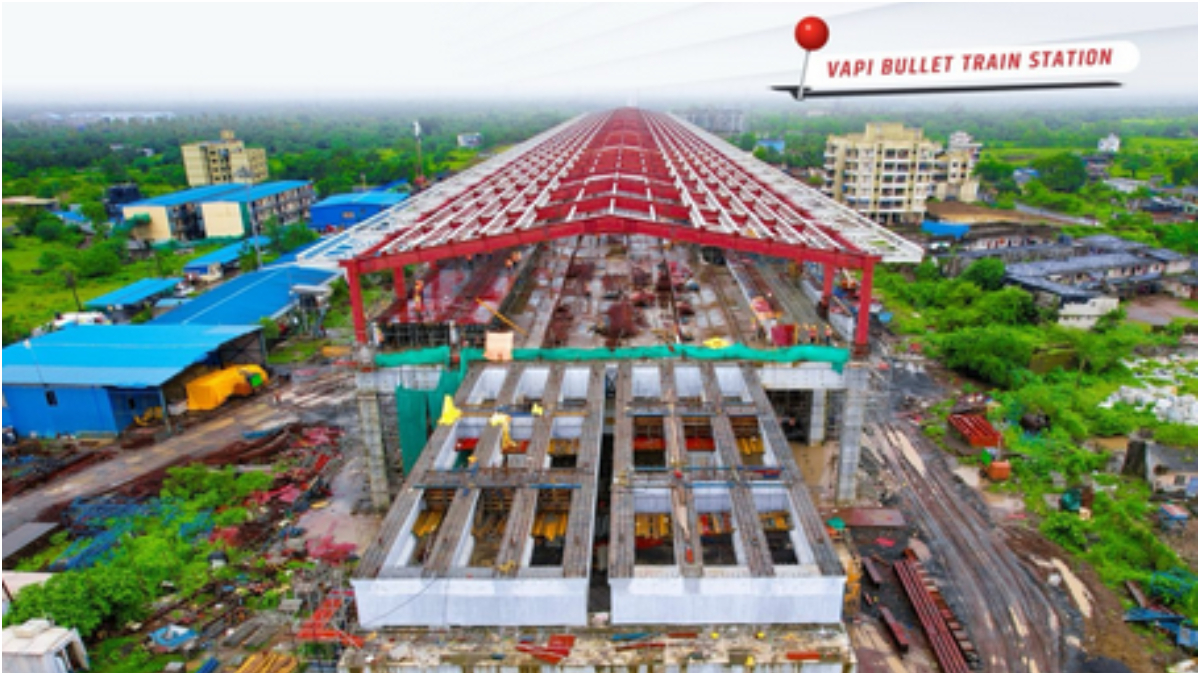 Vapi Bullet Train Station in Gujarat takes shape with structural advancements and noise barriers ...