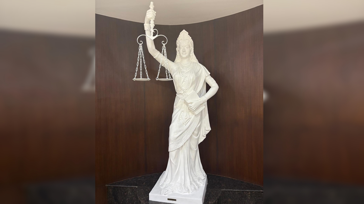 Blindfold off from new 'Lady Justice' statue in Supreme Court, sword ...