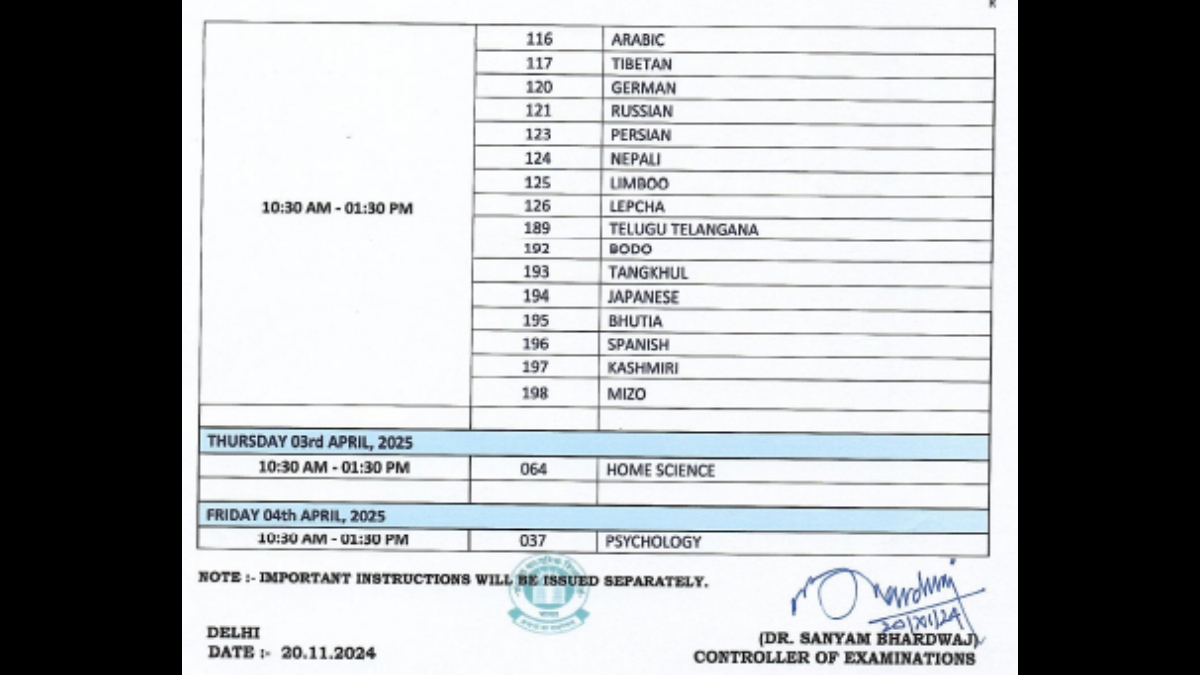 CBSE Datesheet 2025 for Class 10 and 12 Board Exams announced at cbse ...