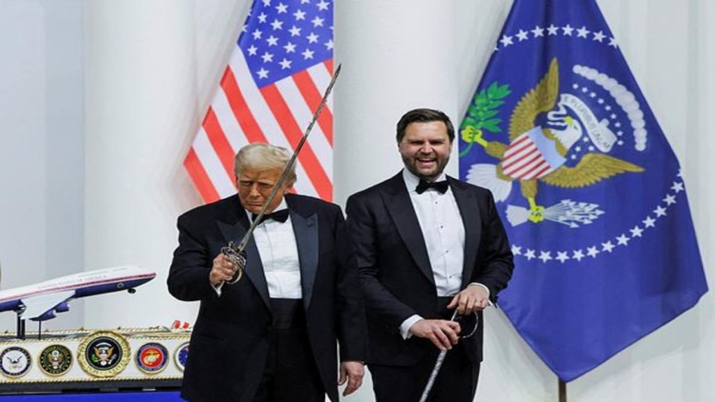Donald Trump dances to YMCA with a sword with Vance alongside, netizens ...