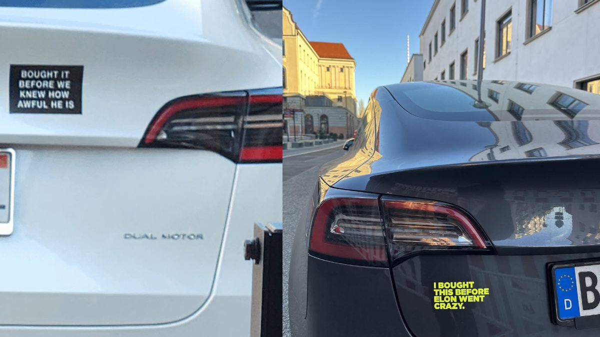 Tesla owners stick it to Musk with love-hate regret bumper stickers ...