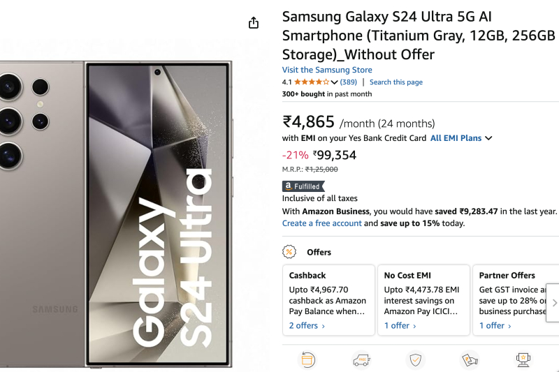 Samsung Galaxy S24 Ultra available with Rs 30,645 discount after Galaxy S25 Ultra launch in ...