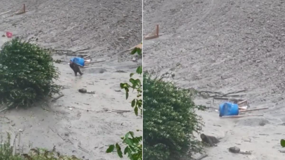 Uttarkashi cloudburst: Video shows survivor pulling himself out of debris after flash flood ...